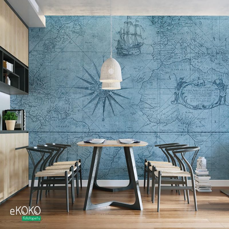 Wall mural "Blue nautical map" - My Kids Murals
